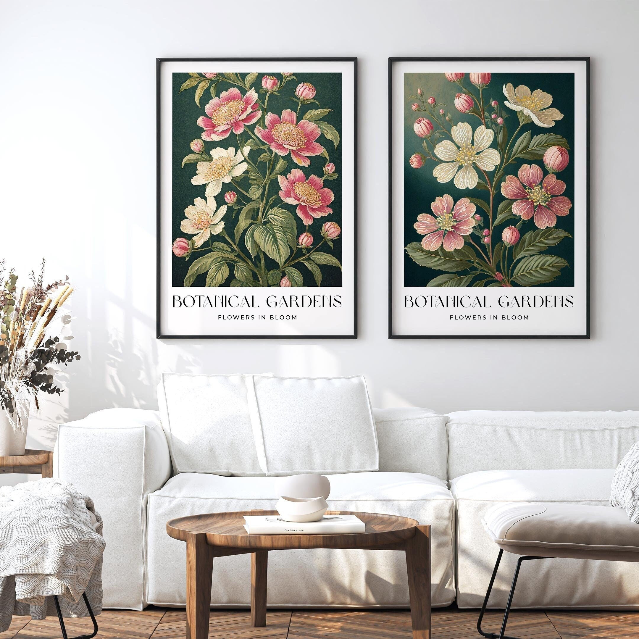Set of 2 William Morris Style Botanical Garden Flower Prints ...